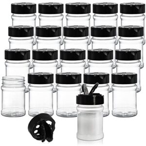 yesland 20 pack plastic spice jars bottles, 5 oz pet spice containers bpa free with black cap, empty seasoning jars glitter storage containers for storing spice herbs powders glitter