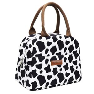 aiphamy insulated lunch bag reusable lunch box lunch cooler tote bag for women men adults work picnic (cow print)