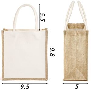 SOUJOY 6 Pack Burlap Tote Bags, Reusable Jute Gift Totes with Handles, Medium Beach Bags, Canvas Grocery Shopping Totes for Bridesmaid, DIY, Shopping, Pool, Wedding Bag