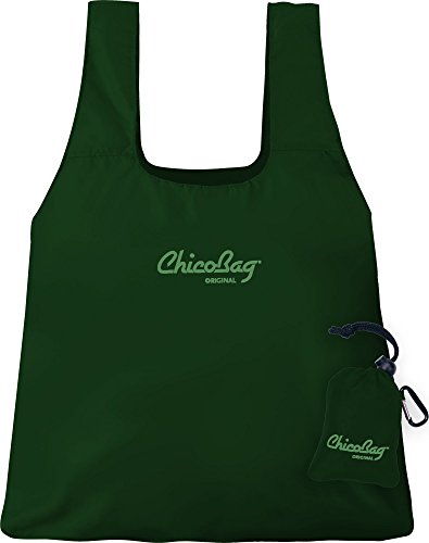 ChicoBag Original Reusable Grocery Bag with Attached Pouch and Carabiner Clip, Variety 4 Pack - Blue, Green, Purple, and Red