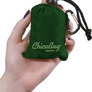 ChicoBag Original Reusable Grocery Bag with Attached Pouch and Carabiner Clip, Variety 4 Pack - Blue, Green, Purple, and Red