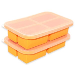 bangp 1-cup silicone freezing tray with lid,2 pack,easy-release silicone 1 cup freezer tray,freezer containers,freeze and store soup,broth,sauce,leftovers – makes 8 perfect 1 cup portions