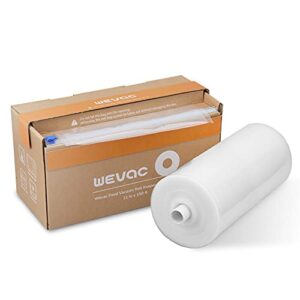 wevac 11” x 150’ food vacuum seal roll keeper with cutter, ideal vacuum sealer bags for food saver, bpa free, commercial grade, great for storage, meal prep and sous vide