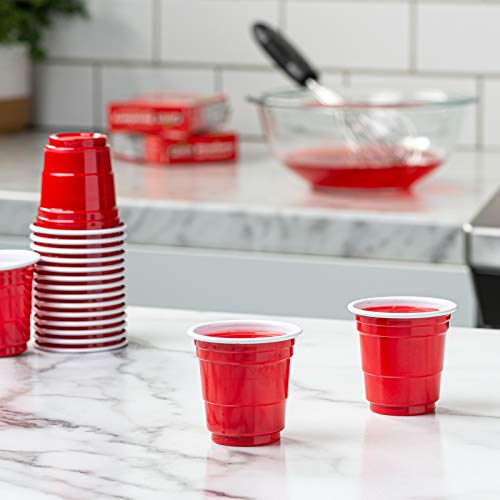 Comfy Package [100 Count] 2 oz. Mini Plastic Shot Glasses - Red Disposable Jello Shot Cups