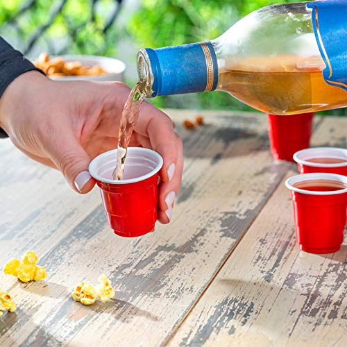 Comfy Package [100 Count] 2 oz. Mini Plastic Shot Glasses - Red Disposable Jello Shot Cups