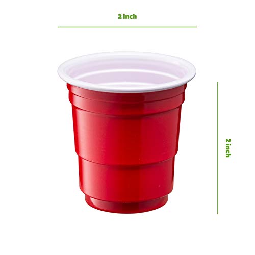 Comfy Package [100 Count] 2 oz. Mini Plastic Shot Glasses - Red Disposable Jello Shot Cups