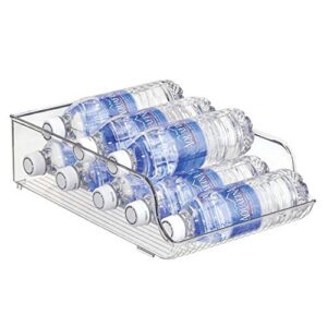 idesign recycled water bottle organizer bin for kitchen, basement, garage fridge, set of 1, clear plastic