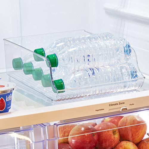 iDesign Recycled Water Bottle Organizer Bin for Kitchen, Basement, Garage Fridge, Set of 1, Clear Plastic