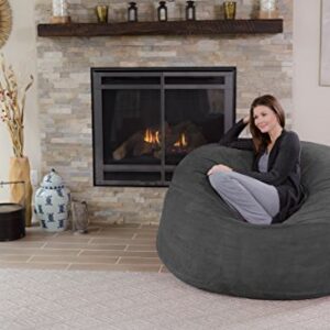 Chill Sack Bean Bag Chair: Giant Memory Foam Furniture Bags and Large Lounger, Big Sofa with Huge Water Resistant Soft Micro Suede Cover, Charcoal, 5-feet (AMZ-5SK-MS03)