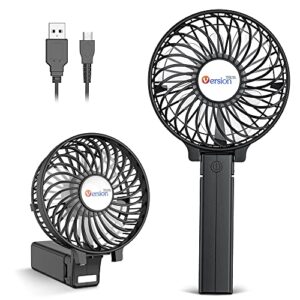 versiontech. mini handheld fan, usb desk fan, small personal portable table fan with usb rechargeable battery operated cooling folding electric fan for travel office room household black