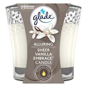 glade candle jar, air freshener, sheer vanilla embrace, 3.4 oz