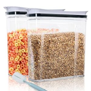 FreshKeeper Cereal Containers Storage Set, Airtight Food Storage Container with Lid 4L/135.2oz, 2PCS BPA-FREE Plastic Pantry Organization Canisters for Rice Cereal Flour Sugar Dry Food in Kitchen