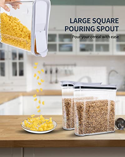 FreshKeeper Cereal Containers Storage Set, Airtight Food Storage Container with Lid 4L/135.2oz, 2PCS BPA-FREE Plastic Pantry Organization Canisters for Rice Cereal Flour Sugar Dry Food in Kitchen