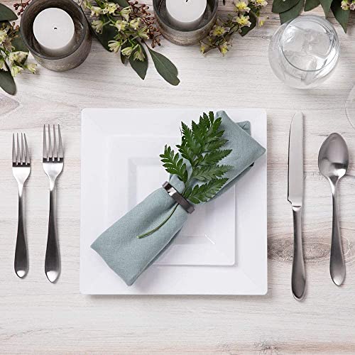 Aya's Cutlery Kingdom Disposable Square Plastic Plates - 60 Pack - 30 x 9.5 Dinner and 30 x 6.5 Salad Combo Plate - Premium Heavy Duty - Fancy and perfect for a Party, Wedding, or Birthday