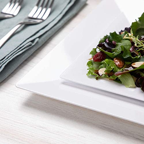 Aya's Cutlery Kingdom Disposable Square Plastic Plates - 60 Pack - 30 x 9.5 Dinner and 30 x 6.5 Salad Combo Plate - Premium Heavy Duty - Fancy and perfect for a Party, Wedding, or Birthday