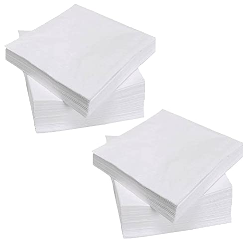 200 Count 2 Ply White Beverage Napkins Disposable Four Fold Cocktails Paper Napkins 9.8" X 9.8 " unfolded for Party and Every Day Use