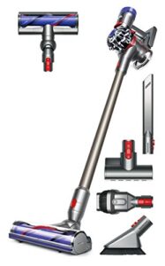 dyson v8 animal cordless hepa vacuum cleaner + direct drive cleaner head + wand set + mini motorized tool + dusting brush + docking station + combination tool + crevice tool