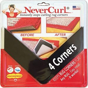 nevercurl best v shape design rug corner gripper to instantly stops rug corner curling – safe for wood floors – for indoor & outdoor rugs – carpet tape / rug tape – not an anti-slip pad – rug grip