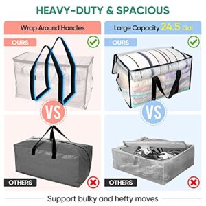 BALEINE 6-Pack Oversized Moving Bags with Reinforced Handles, Heavy-Duty Storage Tote for Clothes, Moving Supplies (Clear, 6-Pack)