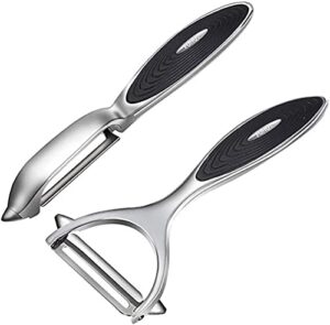 potato, vegetable, apple peelers for kitchen, fruit, carrot, veggie, potatoes peeler, y-shaped and i-shaped stainless steel peelers, with ergonomic non-slip handle & sharp blade, good durable (2pcs)