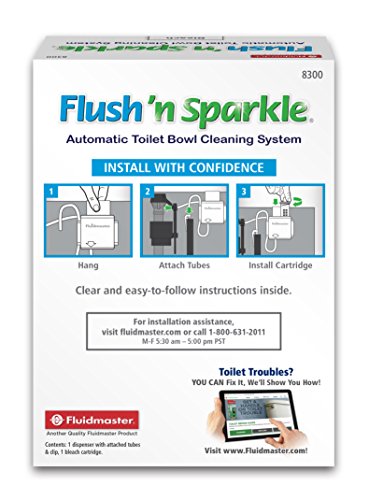 Fluidmaster 8300 Flush 'n Sparkle Automatic Toilet Bowl Cleaning System with Bleach Cartridge