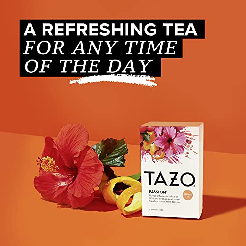 TAZO Iced Tea Bags, Passion Herbal Tea, Caffeine Free, 20 Tea Bags (Pack of 6)