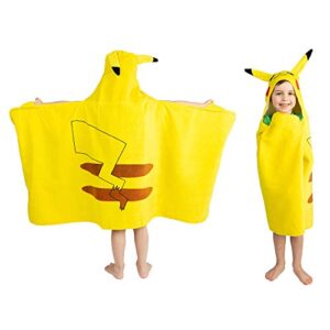 pokemon pikachu bath/pool/beach soft cotton terry hooded towel wrap, 24″ x 50″, by franco kids