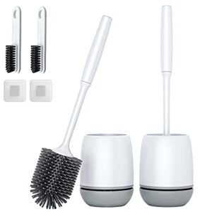 toilet brush, 2 pack toilet bowl brush and holder with ventilated holder, bathroom accessories toilet bowl cleaners with silicone bristles, cleaning supplies toilet cleaner brush for deep cleaning