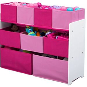 Delta Children Deluxe Multi-Bin Toy Organizer with Storage Bins - Greenguard Gold Certified, White/Pink Bins