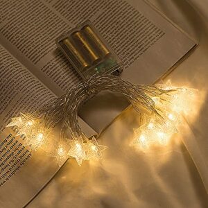 Yummuely Star Lights Star String Lights 10Ft 20 LED Star Fairy Lights Battery Operated Waterproof Indoor Outdoor Twinkle Christmas Lights for Bedroom Party Wedding Xmas Tree Decoration (Warm White)