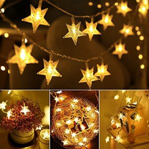 Yummuely Star Lights Star String Lights 10Ft 20 LED Star Fairy Lights Battery Operated Waterproof Indoor Outdoor Twinkle Christmas Lights for Bedroom Party Wedding Xmas Tree Decoration (Warm White)