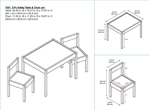 Baby Relax DA7501G Hunter 3 Piece Kiddy Table and Chair Set, Gray