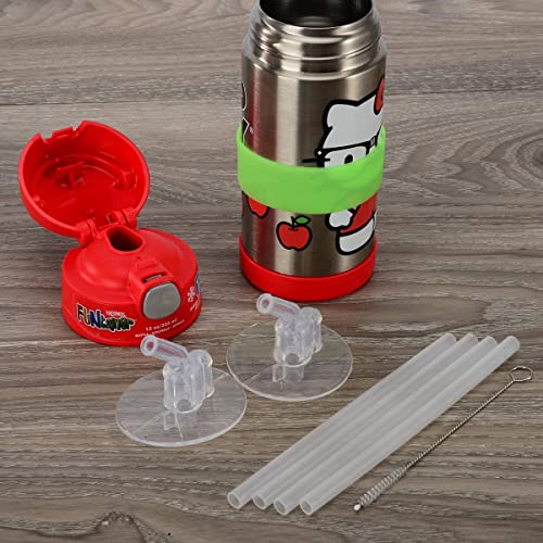 Replacement Straws for Thermos Funtainer 12oz (Model F401 & F410), Thermos Straws Replacement Kids, Thermos Water Bottle Replacement Parts, Funtainer Thermos 12oz Straw Set with Straw Brush