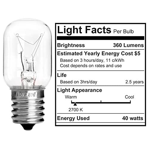 Microwave Light Bulb for GE Kenmore Whirlpool LG Microwave, E17 Base Kei 125V 40W, WB25x10030 Microwave Light Bulbs Under Hood Replace for 8206232A, 2Pcs