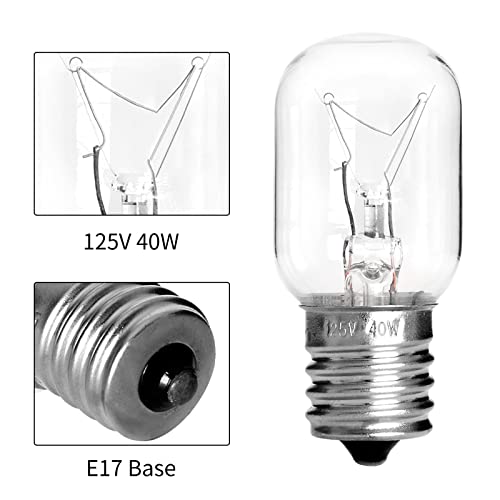 Microwave Light Bulb for GE Kenmore Whirlpool LG Microwave, E17 Base Kei 125V 40W, WB25x10030 Microwave Light Bulbs Under Hood Replace for 8206232A, 2Pcs