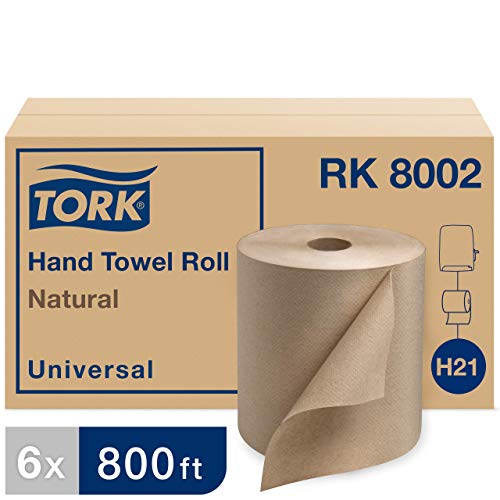 Tork Paper Hand Towel Roll Natural H21, Universal, 100% Recycled Fiber, 6 Rolls x 800 ft, RK8002