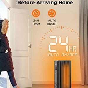 Dreo Radiator Heater, Upgrade 1500W Electric Portable Space Oil Filled Heater with Remote Control, 4 Modes, Overheat & Tip-Over Protection, 24h Timer, Digital Thermostat, Quiet, Indoor