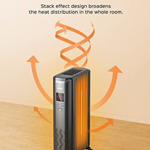 Dreo Radiator Heater, Upgrade 1500W Electric Portable Space Oil Filled Heater with Remote Control, 4 Modes, Overheat & Tip-Over Protection, 24h Timer, Digital Thermostat, Quiet, Indoor