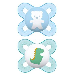 mam original start newborn baby pacifier, best pacifier for breastfed babies, sterilizer case, 2 pack, 0-3 months, boy