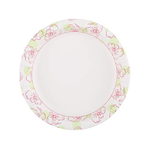 Glad Disposable Paper Plates for All Occasions | Round Soak Proof, Cut Proof, Microwaveable Heavy Duty Disposable Plates | 8.5" Diameter, 50 Count Bulk Paper Plates, Pink Flower Print