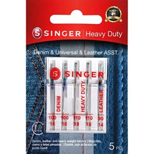 singer 04801 universal heavy duty sewing machine needles, 5-count