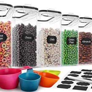 Cereal Container Set, MCIRCO Airtight Food Storage Containers ((4L /135.2oz) Set of 6, BPA Free Cereal Dispensers with Measuring Tools