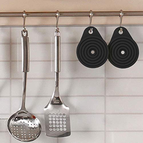 Funnels for Kitchen Use, Food Grade Silicone Collapsible Kitchen Funnel (Black)