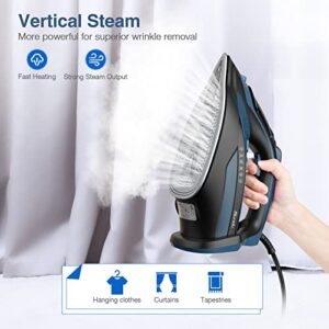 Sundu Steam Iron for Clothes with Rapid Heating Ceramic Coated Soleplate, 1700W Steam Iron with Precise Thermostat Dial, Self-Cleaning, Auto-Off, 15.21oz Water Tank for Home Travel Clothes Ironing Use