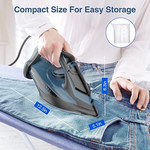 Sundu Steam Iron for Clothes with Rapid Heating Ceramic Coated Soleplate, 1700W Steam Iron with Precise Thermostat Dial, Self-Cleaning, Auto-Off, 15.21oz Water Tank for Home Travel Clothes Ironing Use