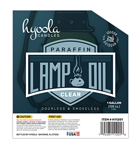 Hyoola Liquid Paraffin Lamp Oil - Clear Smokeless, Odorless, Ultra Clean Burning Fuel for Indoor and Outdoor Use - 1 Gallon