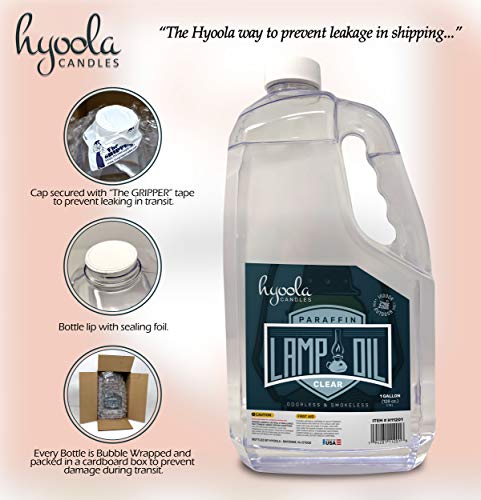 Hyoola Liquid Paraffin Lamp Oil - Clear Smokeless, Odorless, Ultra Clean Burning Fuel for Indoor and Outdoor Use - 1 Gallon