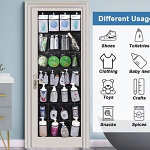 MISSLO 28 Large Pockets Hanging Shoe Organizer Over The Door Shoe Rack for Closet Door Storage Mesh Shoe Holder Hanger for Men, Black