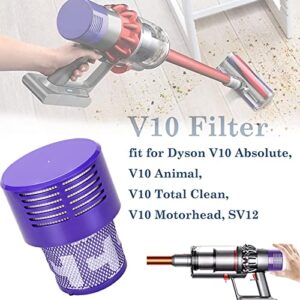 LhhTing Replacement V10 Filters for Dyson V10 Cyclone Series, V10 Absolute, V10 Animal, V10 Total Clean, SV12, Replace Part No. 969082-01, 3 Pack Filters and 1 Clean Brush