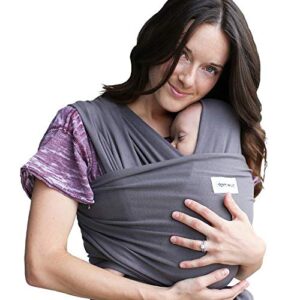 sleepy wrap baby carrier newborn to toddler – hands-free baby carrier wrap – stretchy baby wrap – ergonomic baby wraps carrier – lightweight baby carrier sling – baby body carrier 7-35 lbs (dark gray)